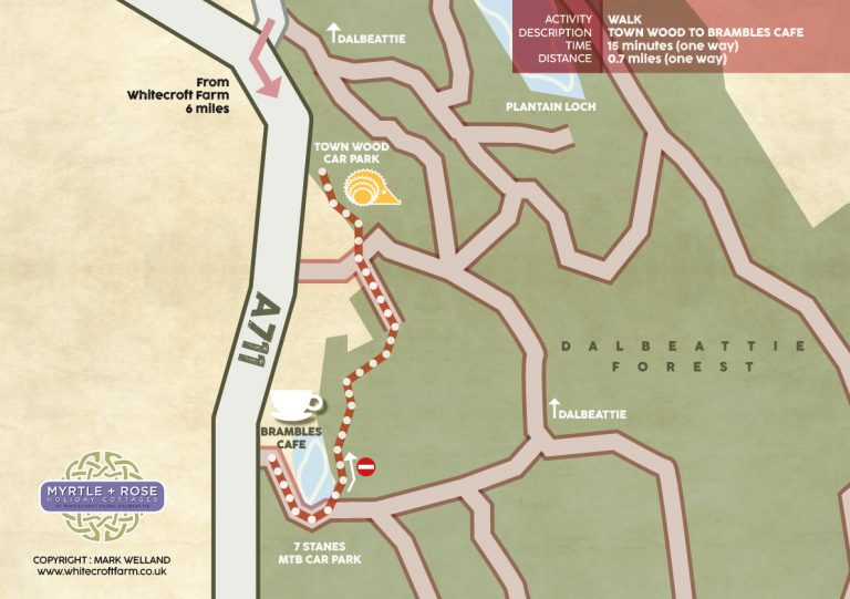 Walk - Dalbeattie Town Wood - Brambles Cafe - Whitecroft Farm